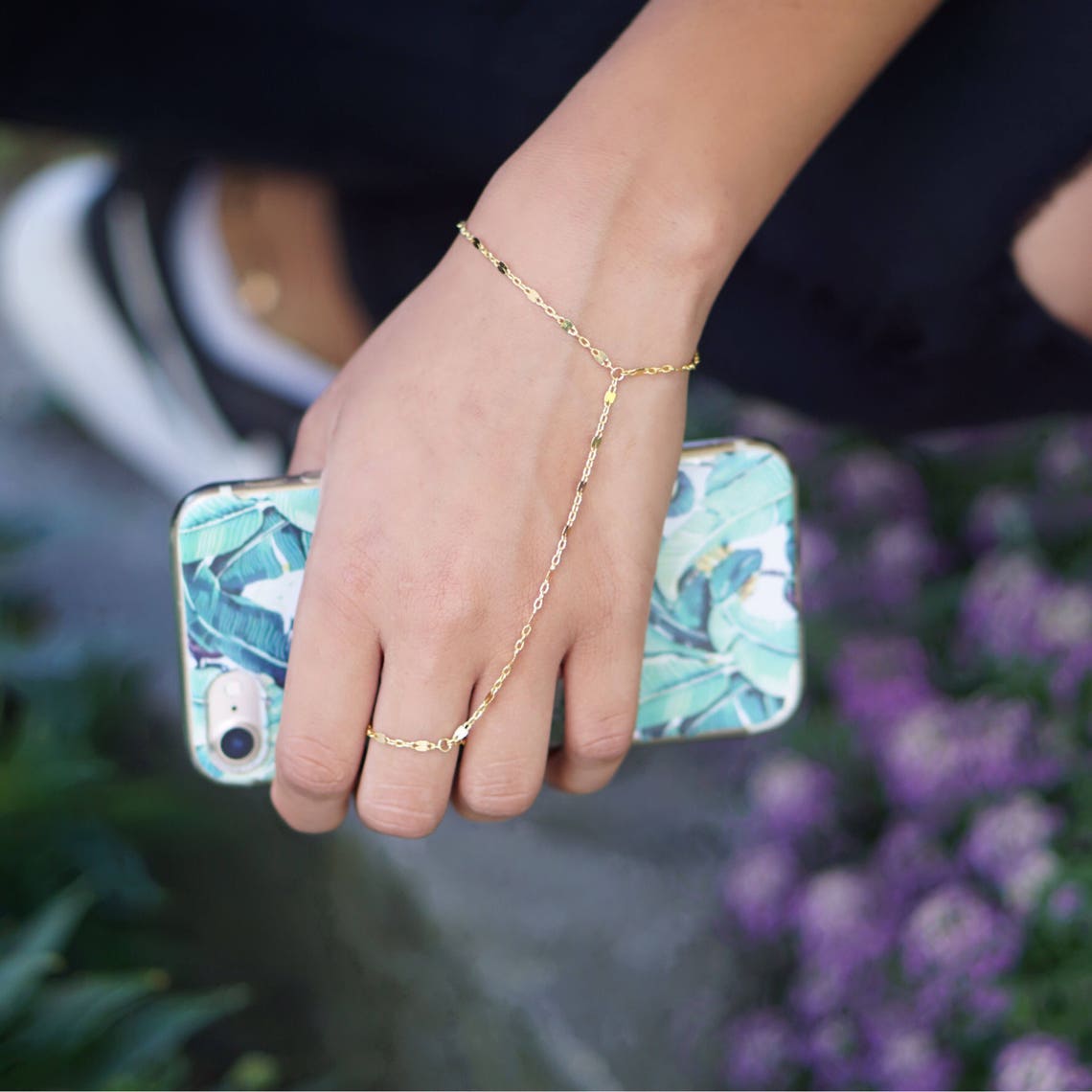 Hand Chain Bracelet Gold Shinny Chain Finger Bracelet Hand - Etsy