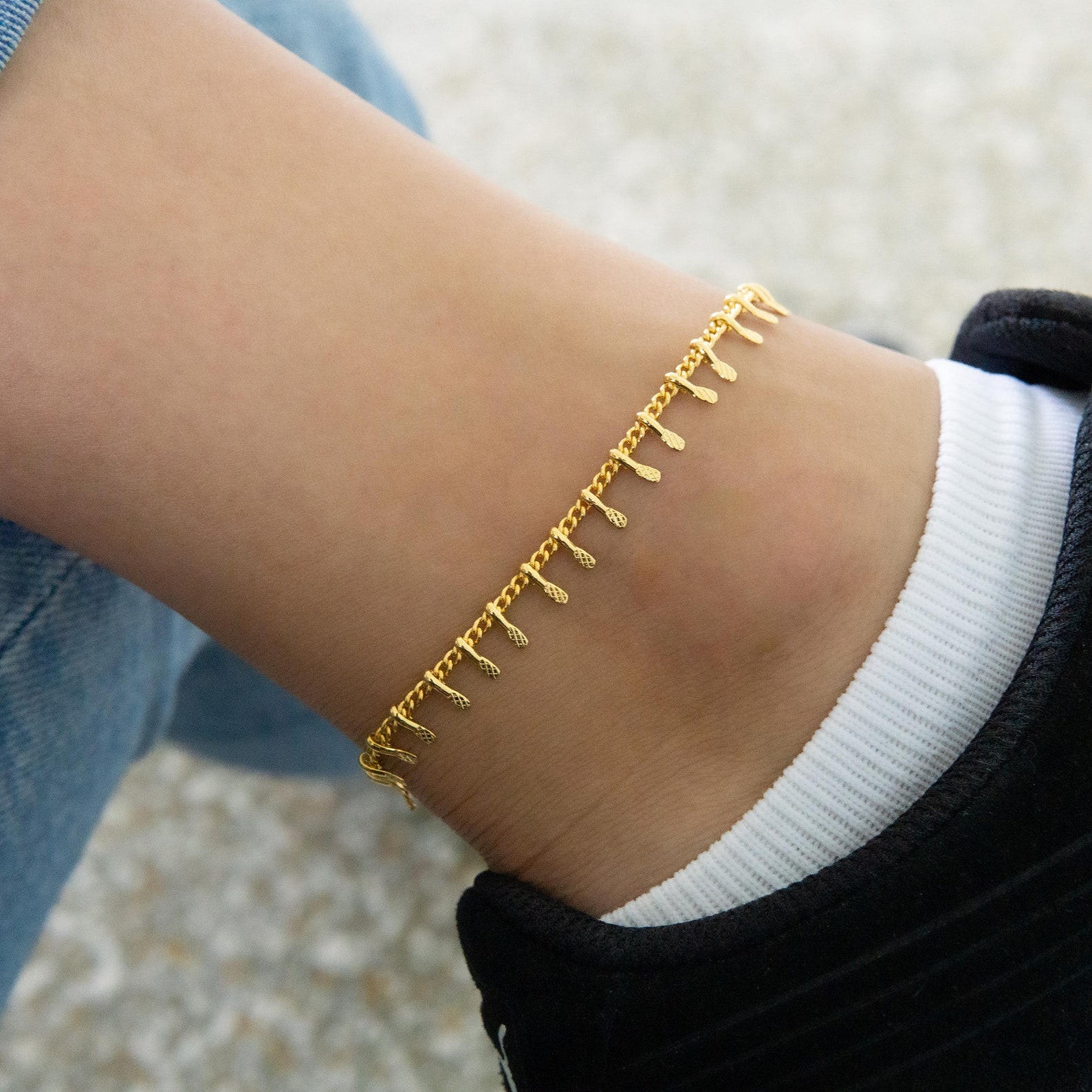 Gold Dangle Chain Anklet Gold Anklets for Women Gold Dangle | Etsy