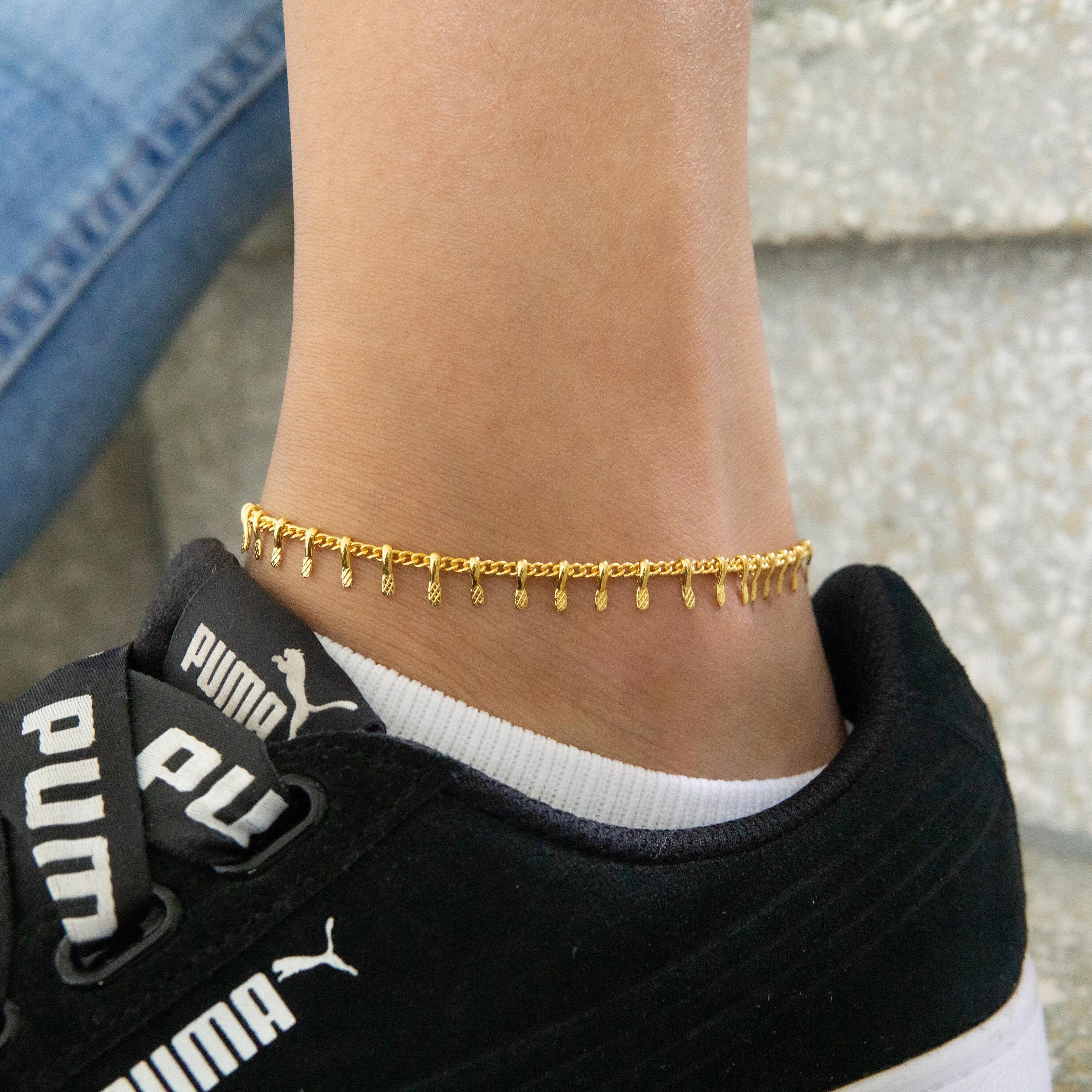Gold Dangle Chain Anklet Gold Anklets for Women Gold Dangle | Etsy
