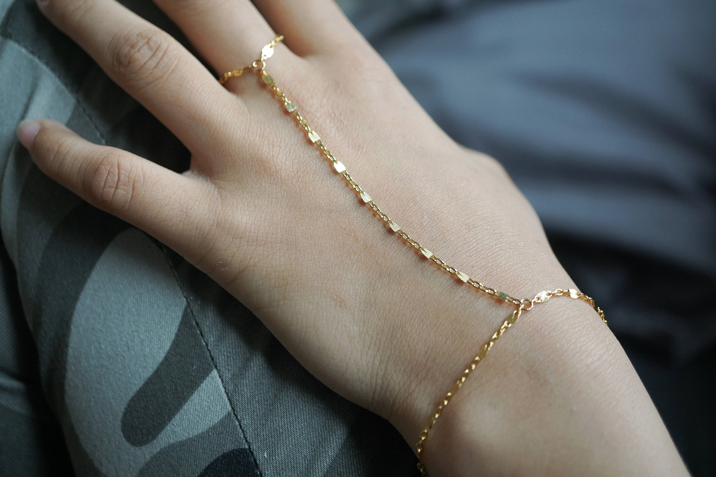 Hand Chain Bracelet Gold Shinny Chain Finger Bracelet Hand | Etsy