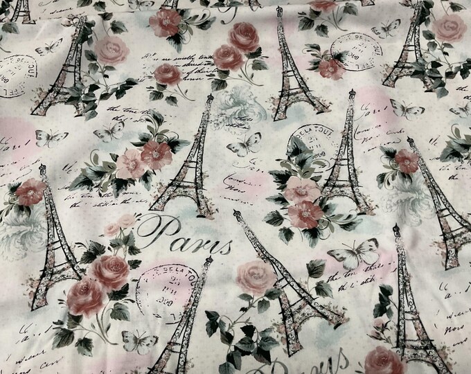 Paris Cotton Fabric, Fabric by the Yard, Cotton Fabric, Quilting Fabric ...