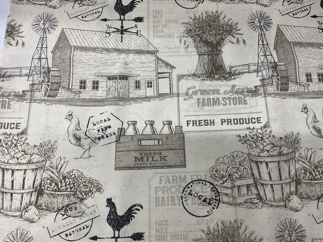 Farm Duck Cloth Fabric, Fabric by the Yard, Duck Cloth Fabric, Farm ...