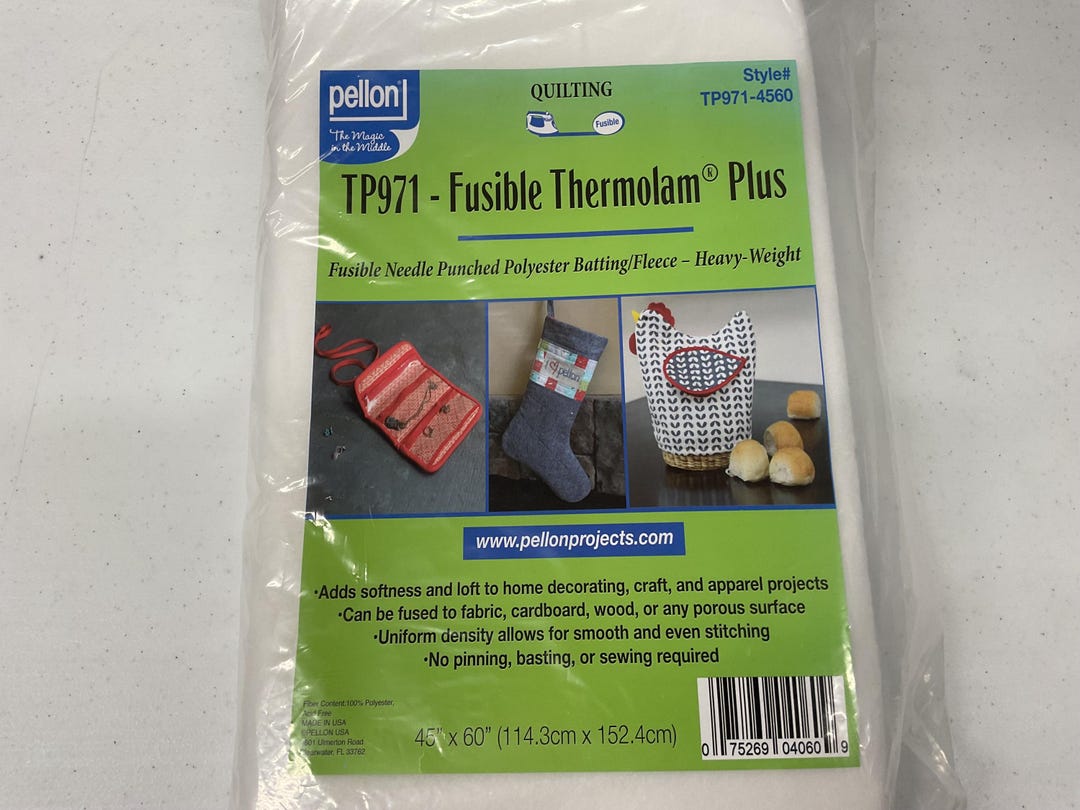 Pellon TP971F, Fusible Thermolam Plus, Fleece Fabric, White 45" X 60 ...