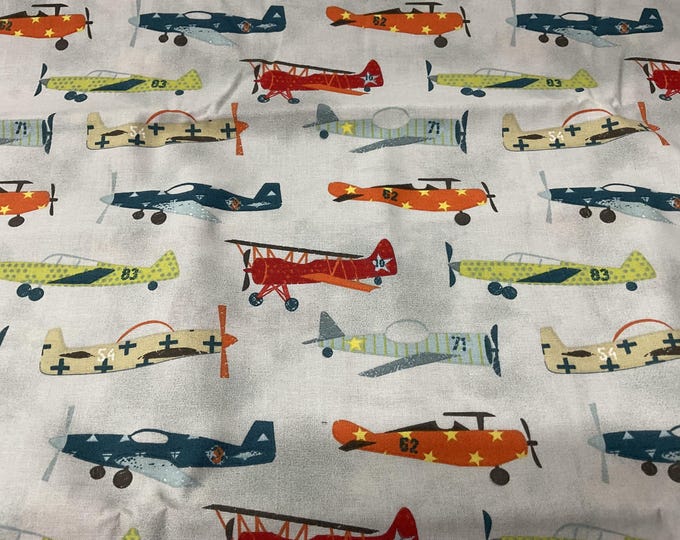 Airplane Cotton Fabric, Fabric by the Yard, Cotton Fabric, Quilting ...