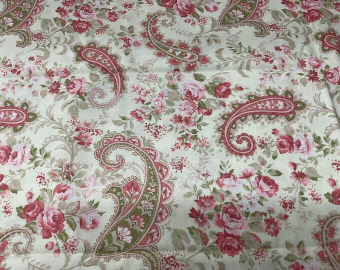Pink Paisley Cotton Fabric, Fabric by the Yard, Cotton Fabric, Quilting ...