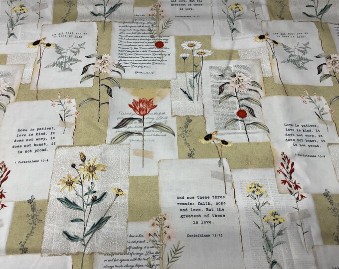 By the Yard, Bible Cotton Fabric, Religious Cotton, Fabric by the Yard ...
