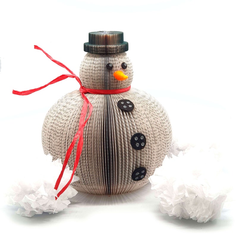 Book Art Snowman Christmas Ornament Decoration Upcycled - Etsy
