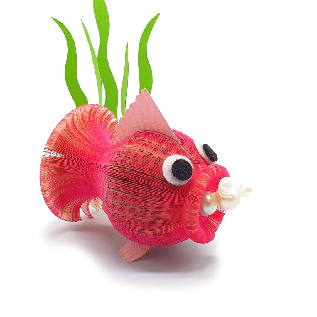 Book Page Goldfish Ornament – Desk Buddy Gift – Handmade Paper Fish ...