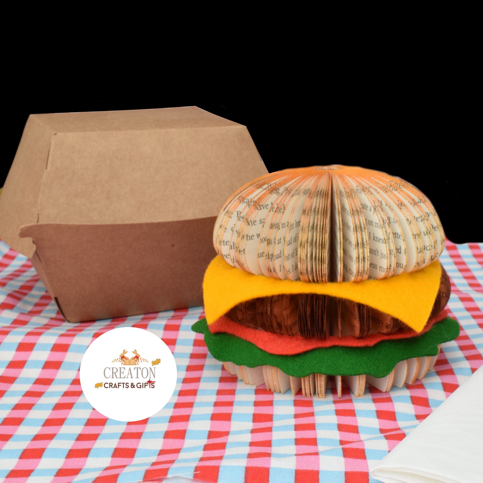 Hamburger art burger lover gift handmade Burger Box | Etsy