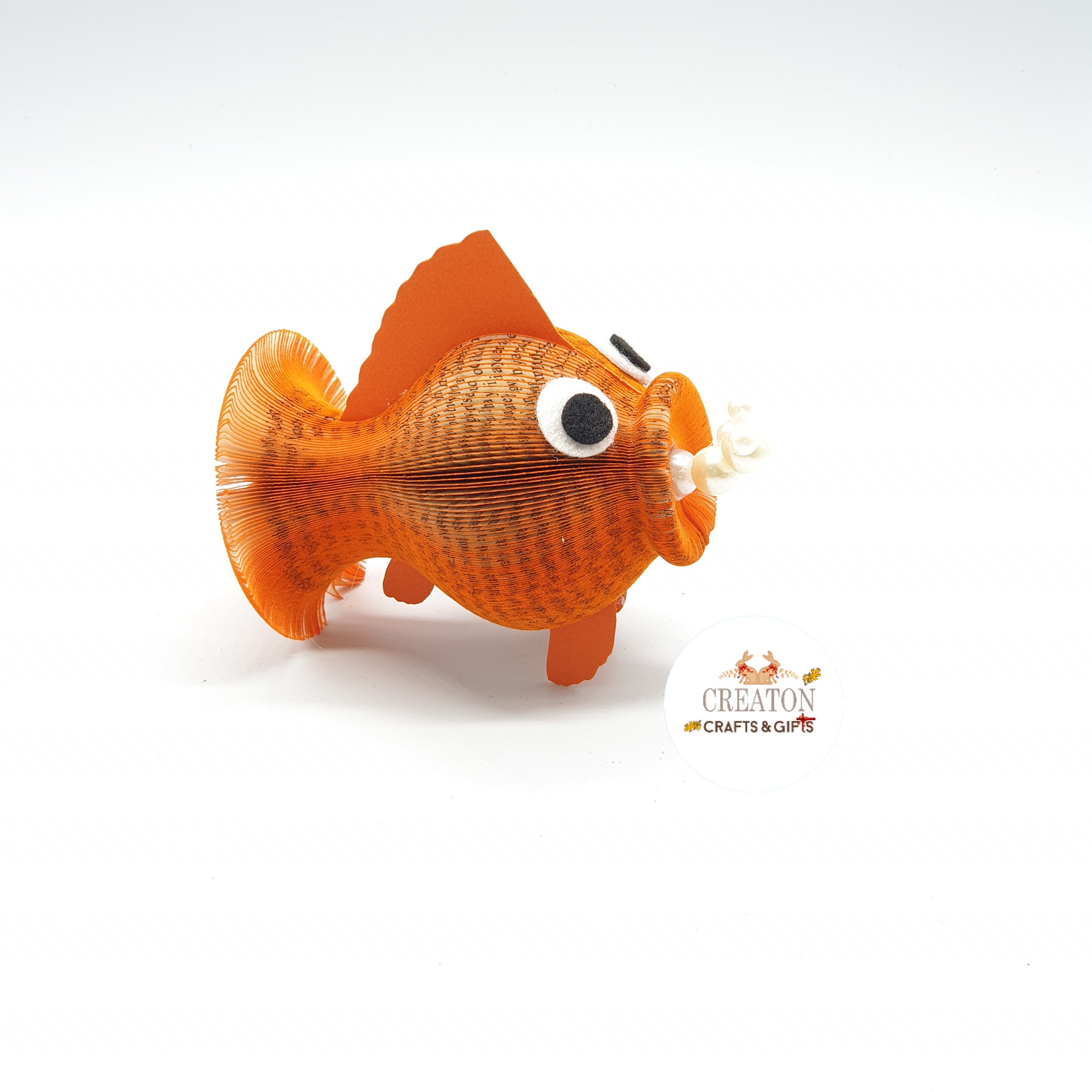 Book Page Goldfish Ornament – Desk Buddy Gift – Handmade Paper Fish ...