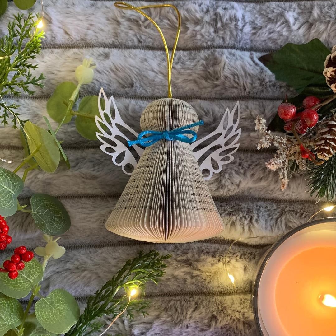 Book Page Angel Ornament – Handmade Christmas Decoration – Literary ...