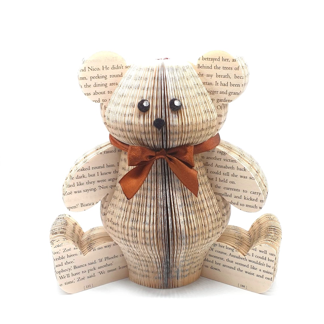 PDF Tutorial and Pattern - Book Art Teddy Bear - Paper Cutting Pattern ...