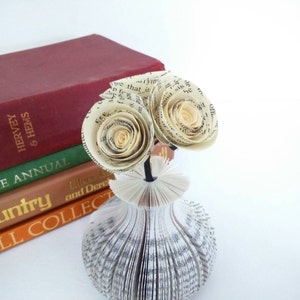 Mini Paper Vase With Book Rose Paper Flowers Book Art - Origami Flowers ...