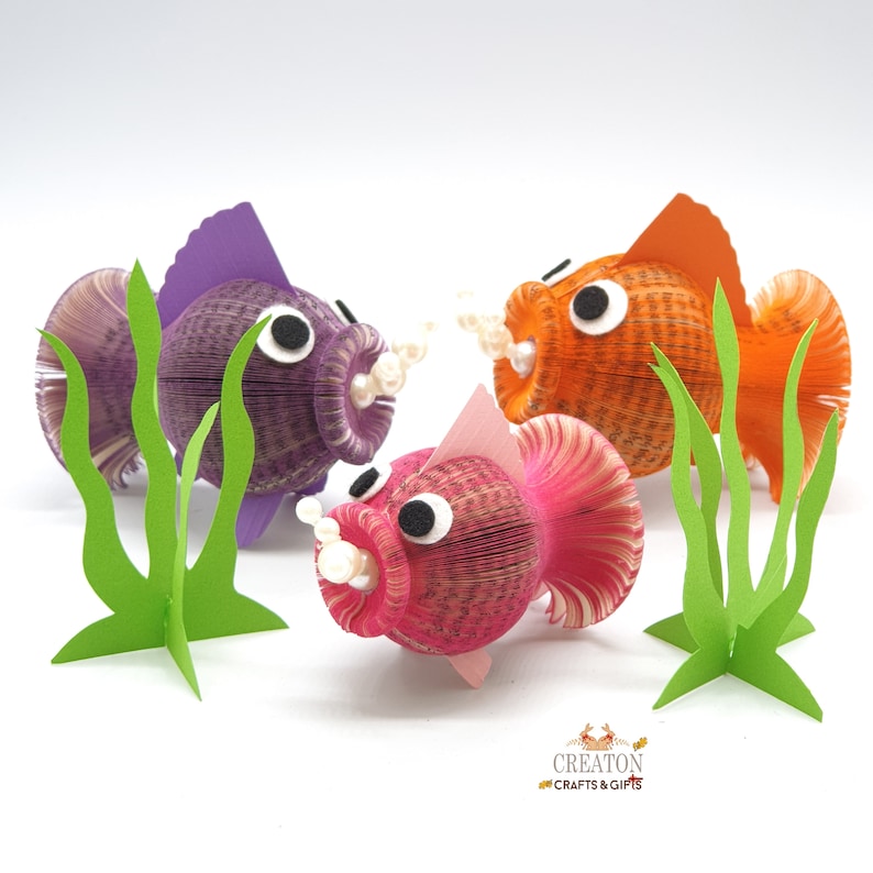 Book Page Goldfish Ornament – Desk Buddy Gift – Handmade Paper Fish ...