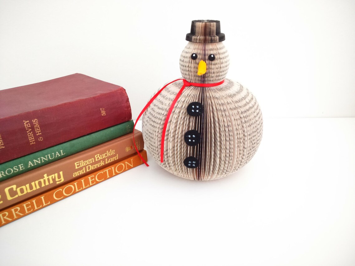 Book Page Snowman Ornament – Handmade Christmas Decoration – Literary ...