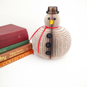 Book Art Snowman Christmas Ornament Decoration Upcycled Handmade Frosty ...