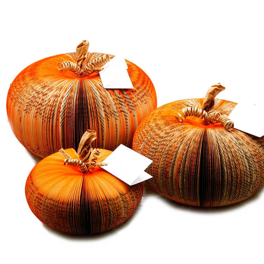 Paper Pumpkin Halloween Decoration Set of 3 Small Medium and - Etsy