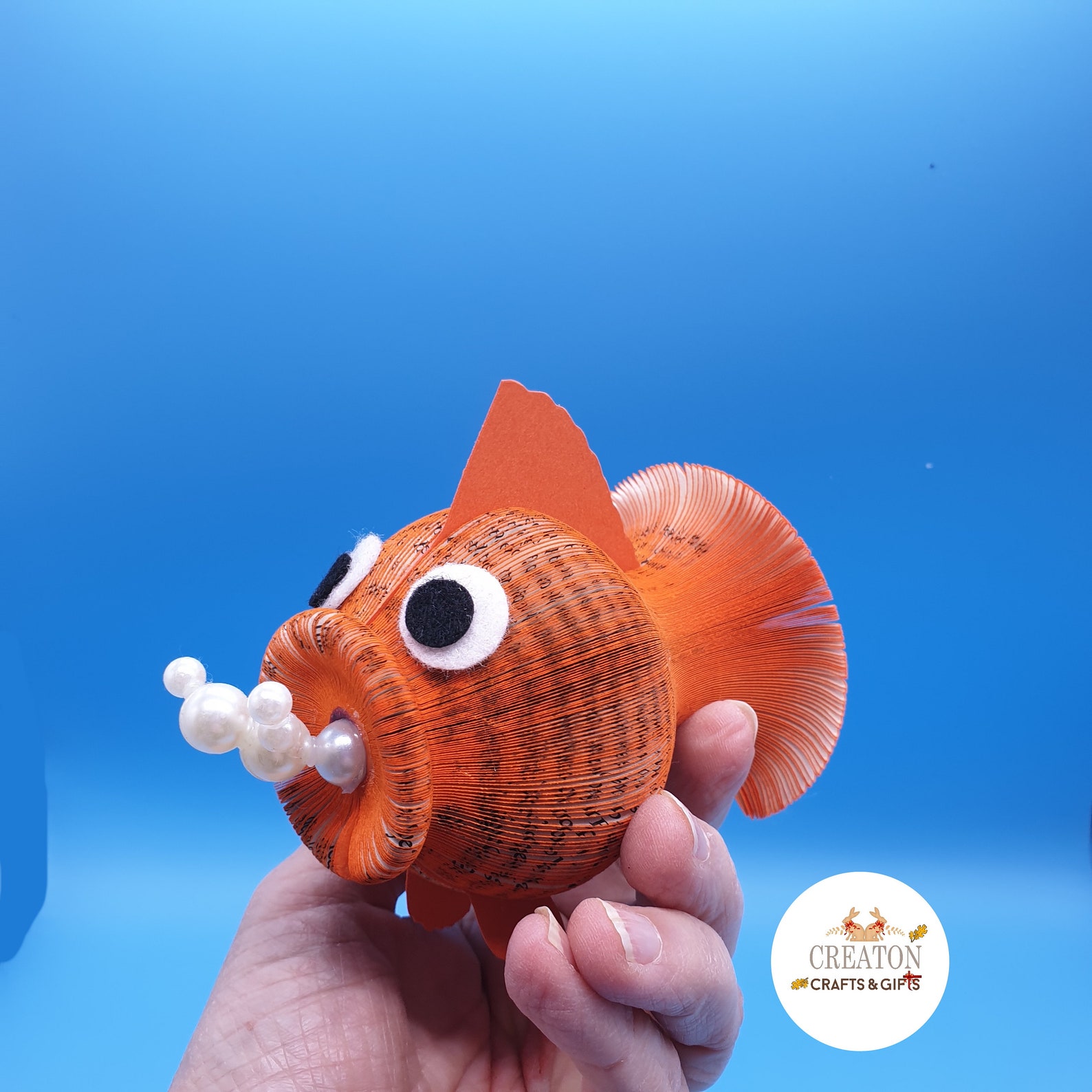 Book Page Goldfish Ornament – Desk Buddy Gift – Handmade Paper Fish ...