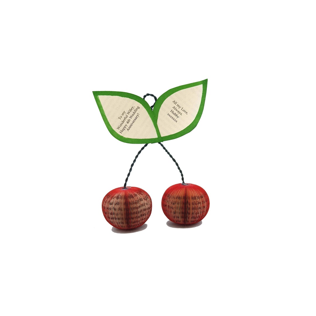 Book Art Cherries - 3D Cherry -personalized Cherries - Red Cherries ...