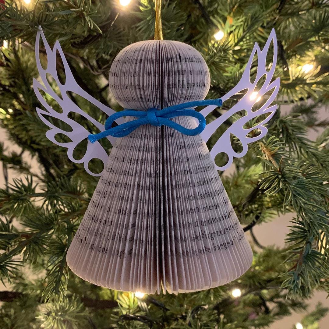 Book Page Angel Ornament – Handmade Christmas Decoration – Literary ...