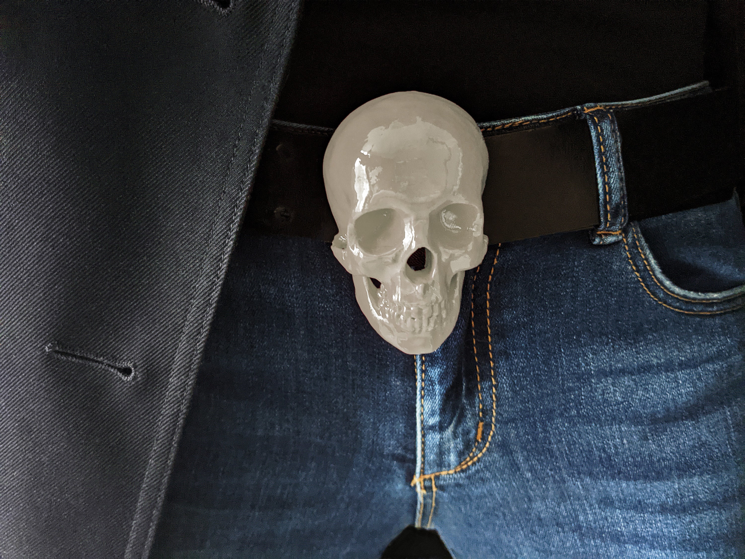 High Gloss Skull Belt in Bone White Handmade Fashion Belts - Etsy