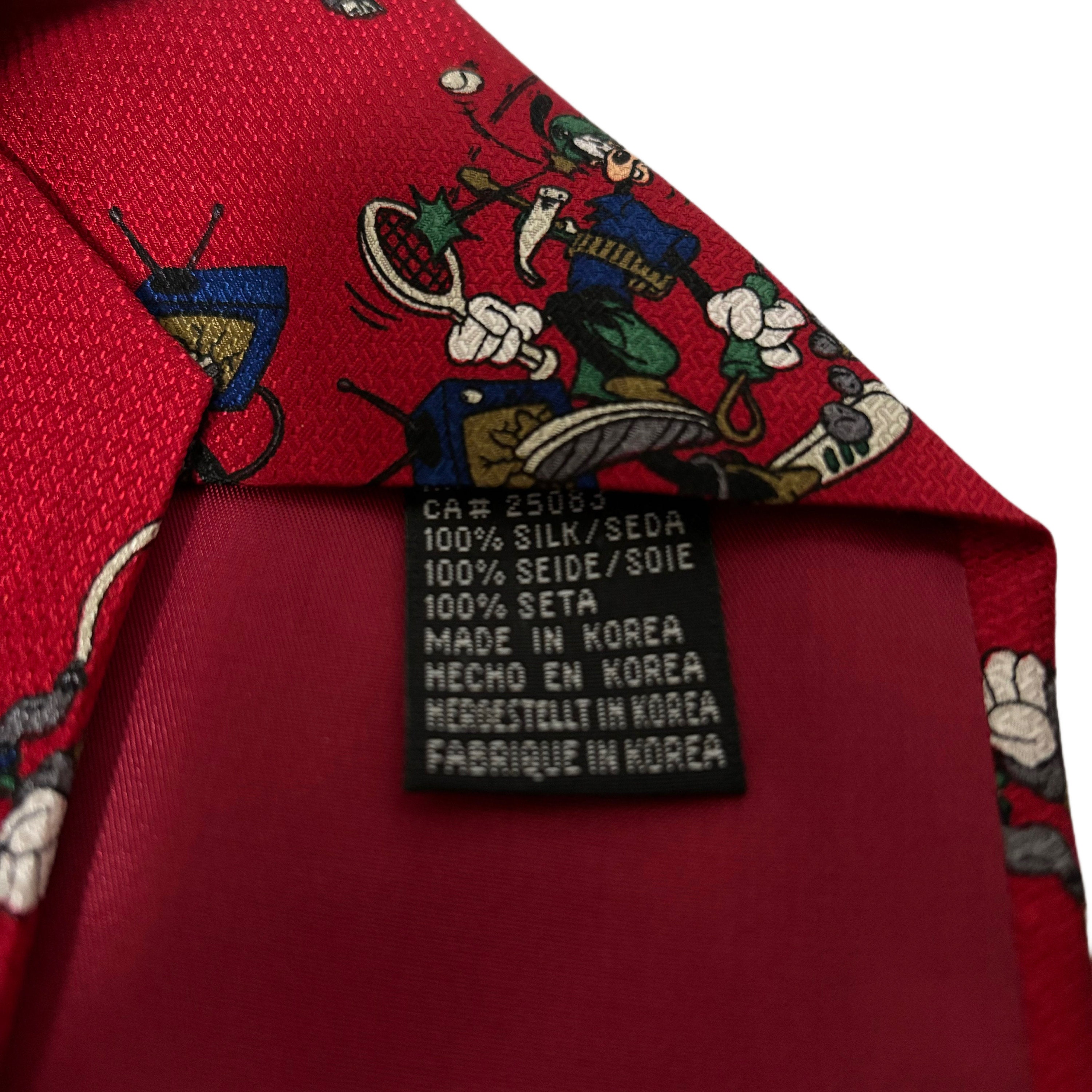 Vtg 90s Disney Store Goofy Grilling BBQ Silk Neck Tie NWT - Etsy