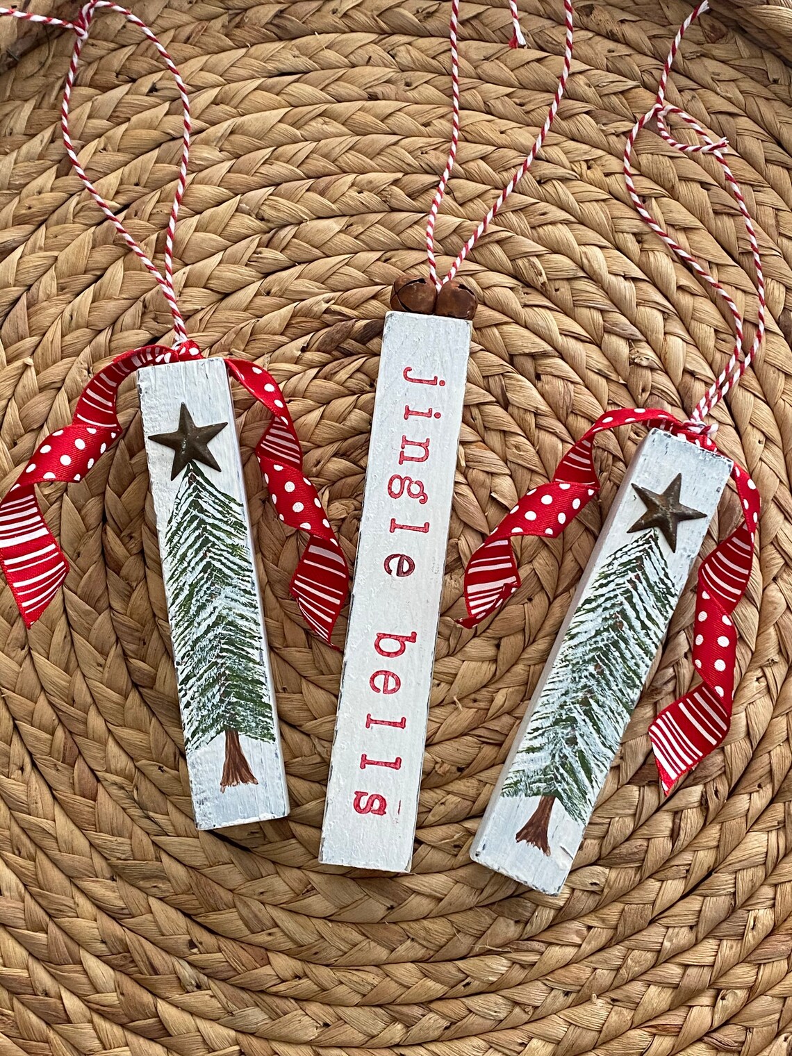 Set of 3 Handmade Rustic Ornaments / Christmas Ornaments - Etsy