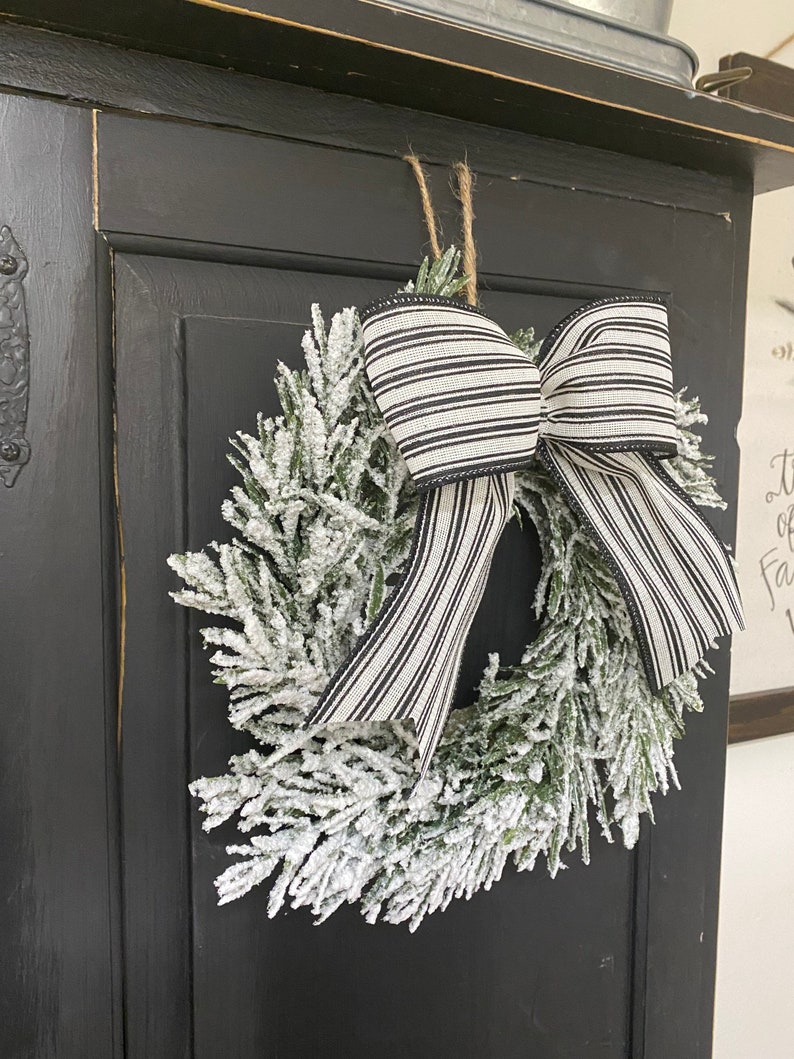 Adorable 12 Inch Flocked Christmas Wreath / Farmhouse Christmas Wreath ...