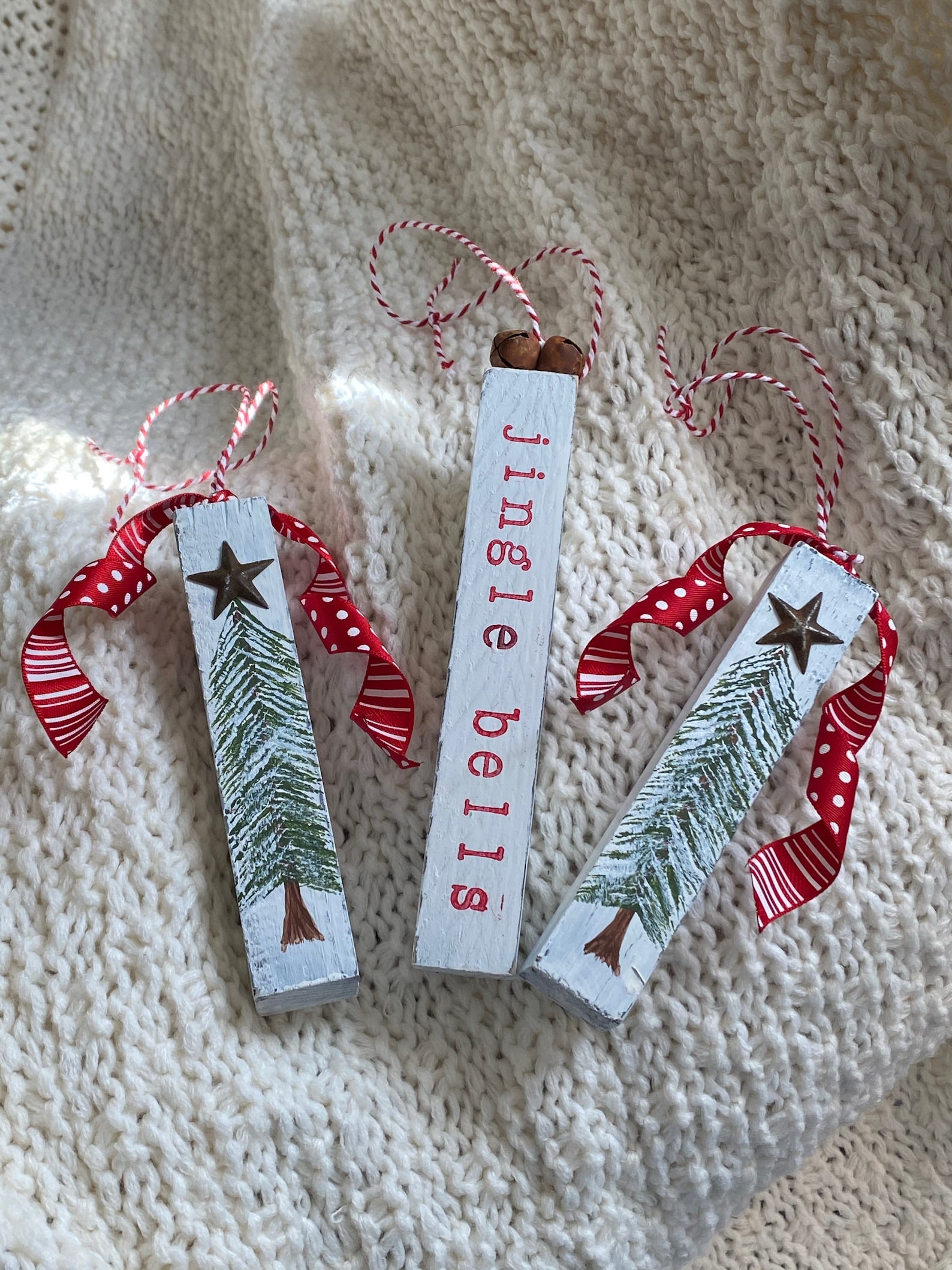 Set of 3 Handmade Rustic Ornaments / Christmas Ornaments Handmade ...