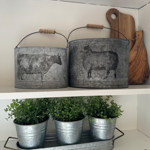 Galvanized Bucket - Etsy