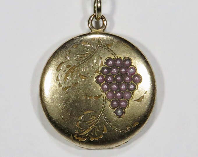 Antique Edwardian Etched Grape Vine Motif Seed Pearl Gold Shell B&B ...