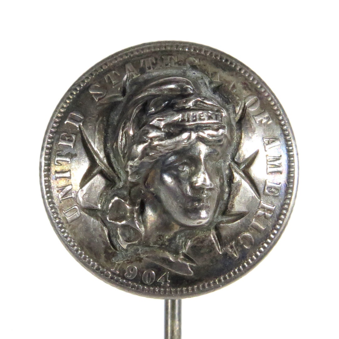 CLEARANCE Antique Edwardian 1904 Barber Dime Silver Coin Pop Out Lady ...