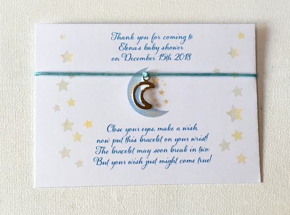 Set of 10 Moon Charm Moon Baby Shower Wish Bracelets and | Etsy