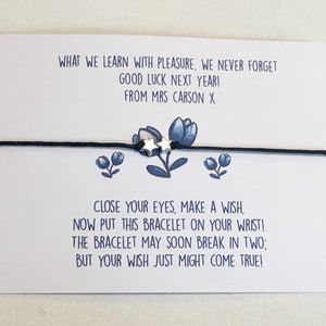 TEACHERS Set of 10 Personalised Wish Bracelets/end of Term Gifts for ...