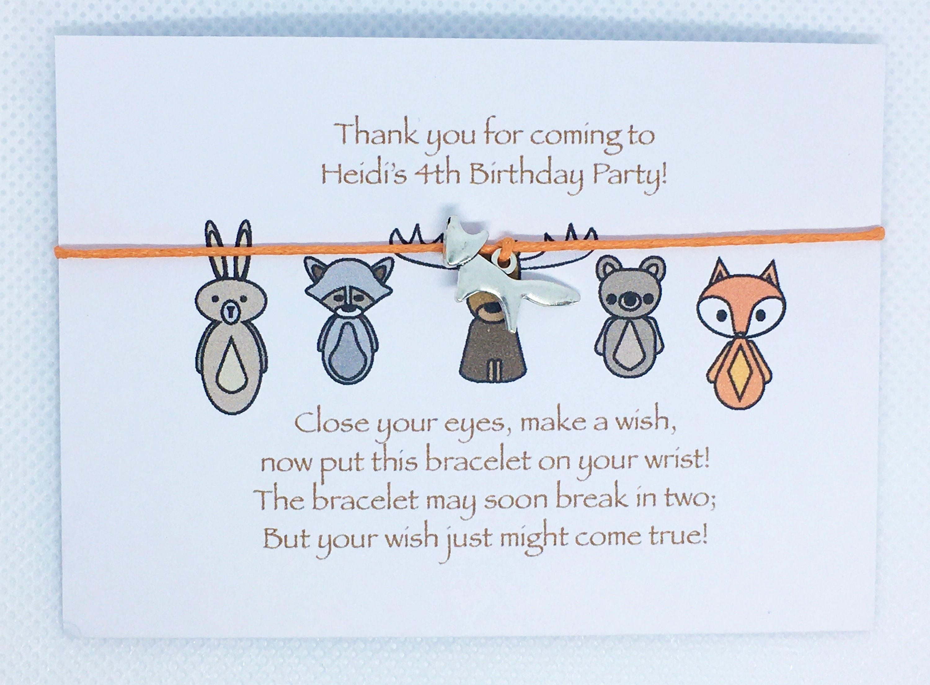 Set of 10 Woodland Animals Wish Bracelets and Cards - Etsy UK