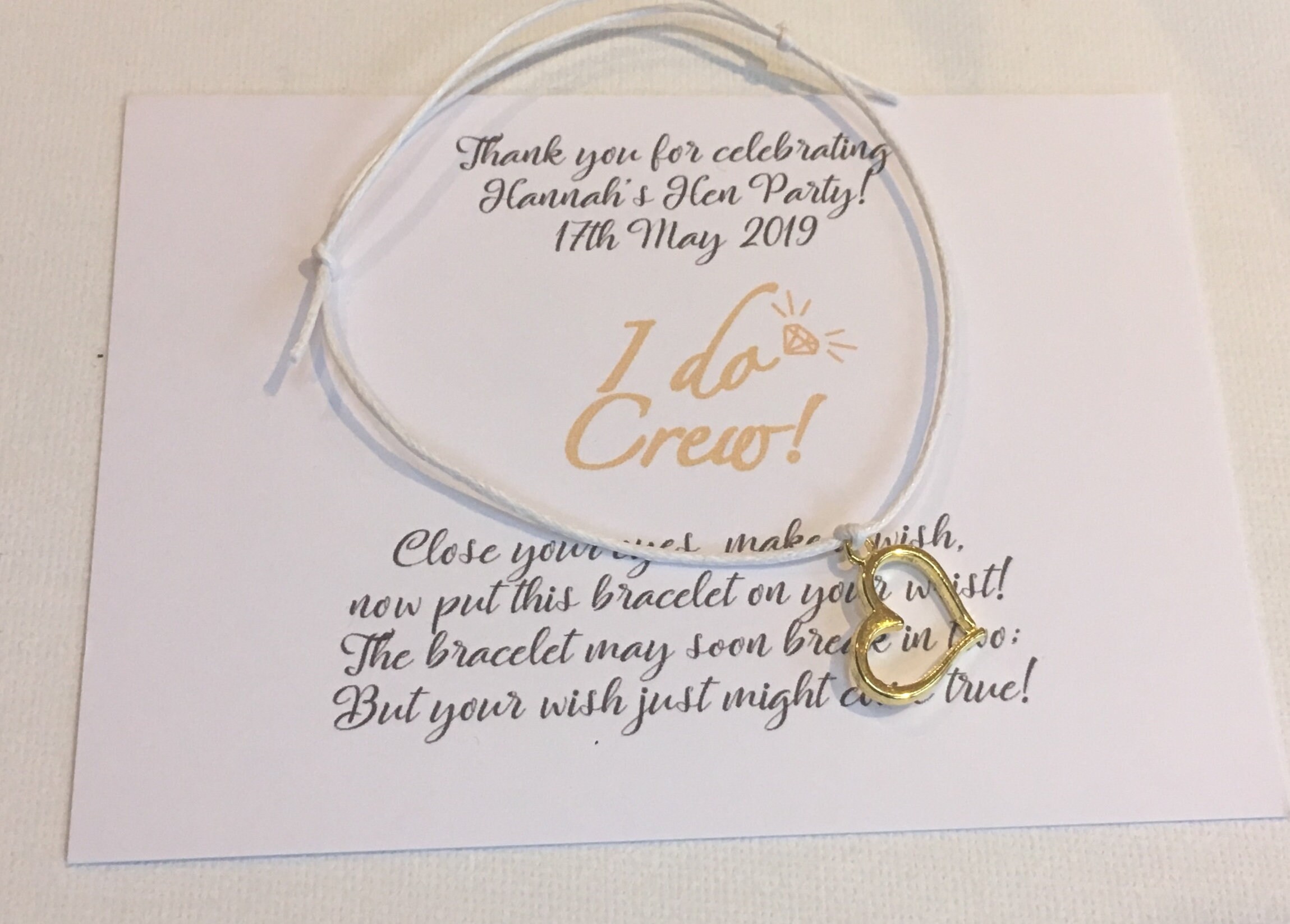 Personalised Set of 10* Gold Heart Charms I Do Crew Hen Do Hen Night ...