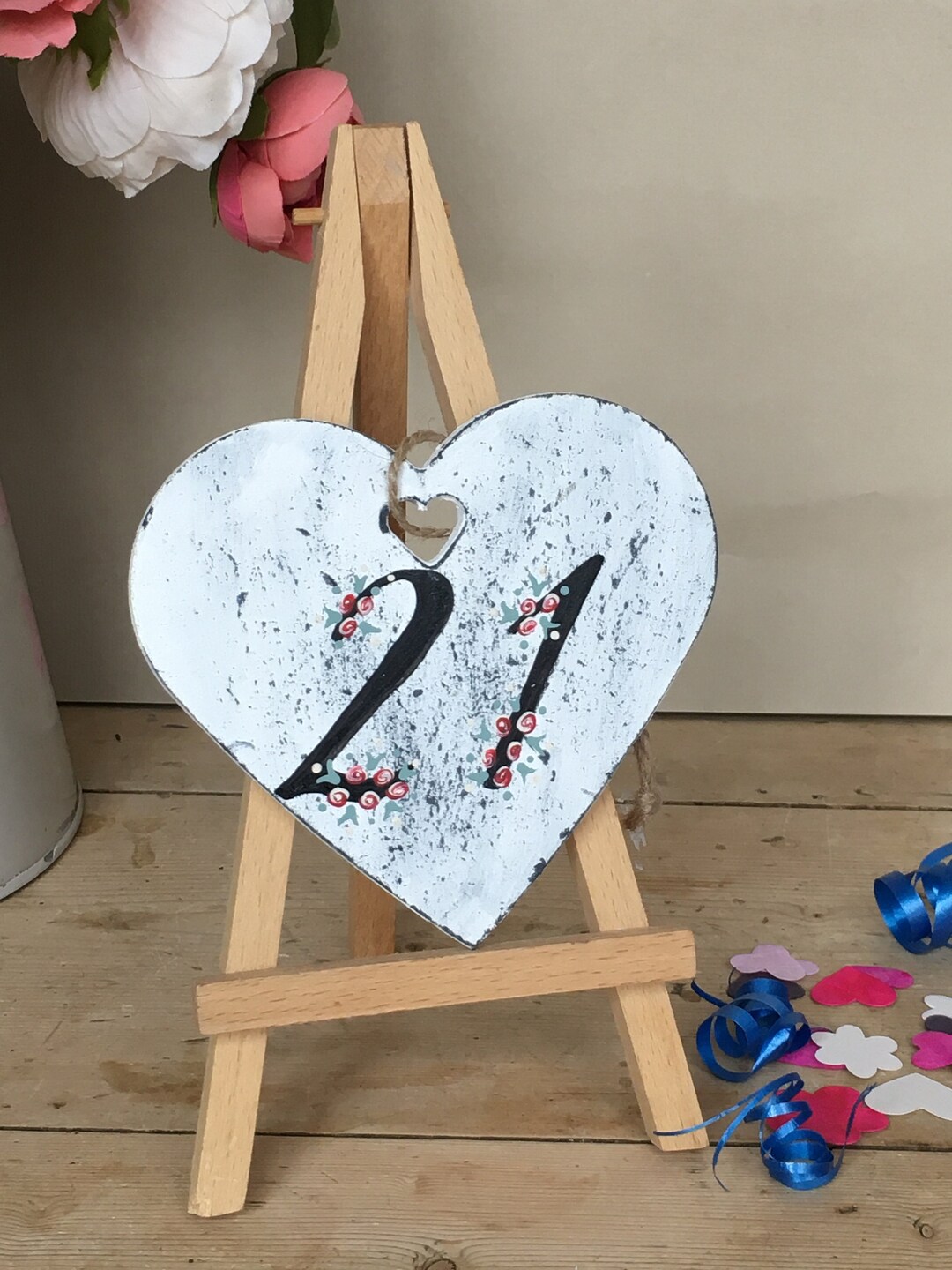 21 Decorated Wooden Heart, 21st Birthday Tag, 21st Birthday Gift, Gift ...
