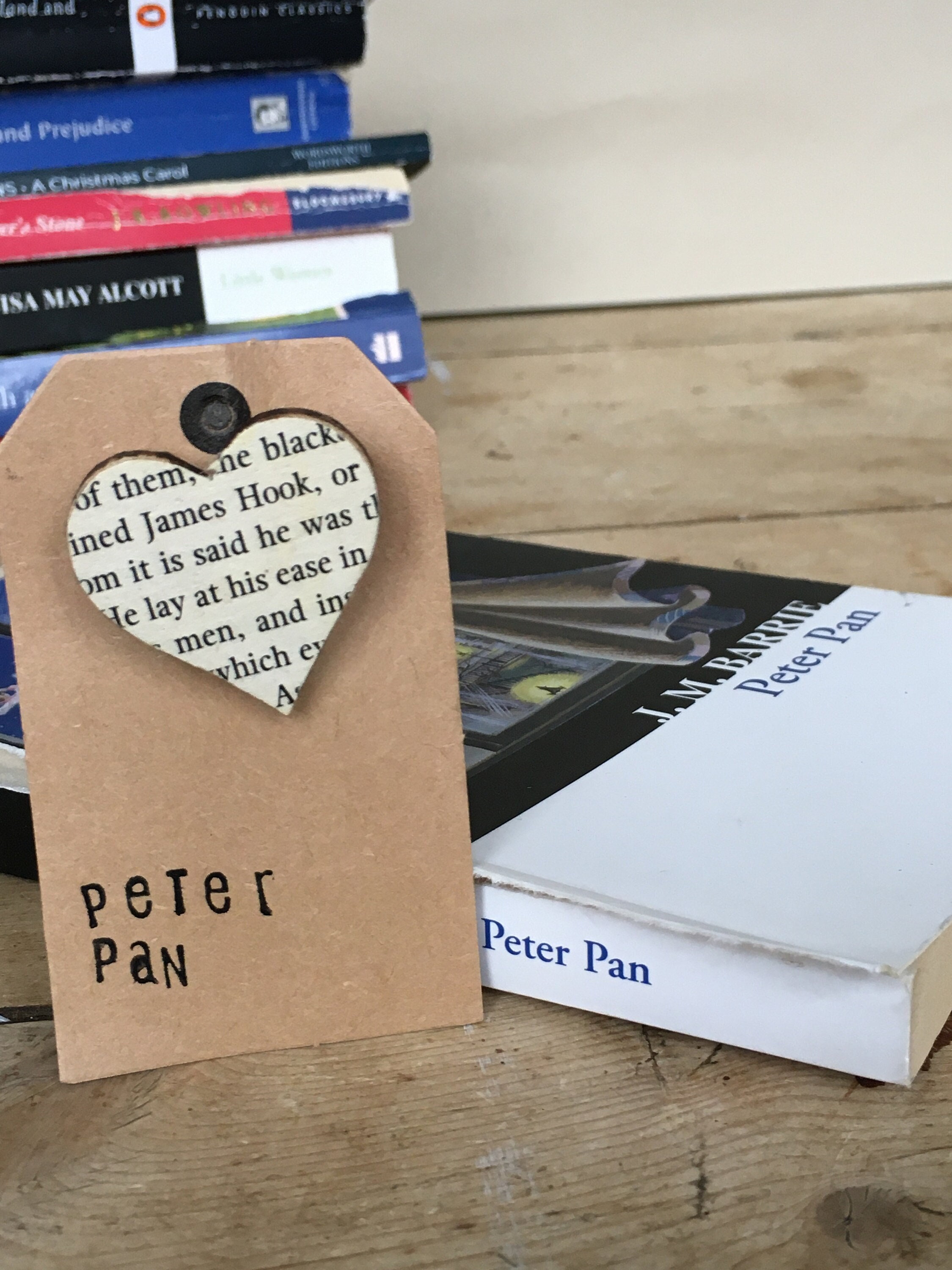 Peter Pan Tinkerbell Book Page Wooden Heart Pin, Peter Pan Tinkerbell ...