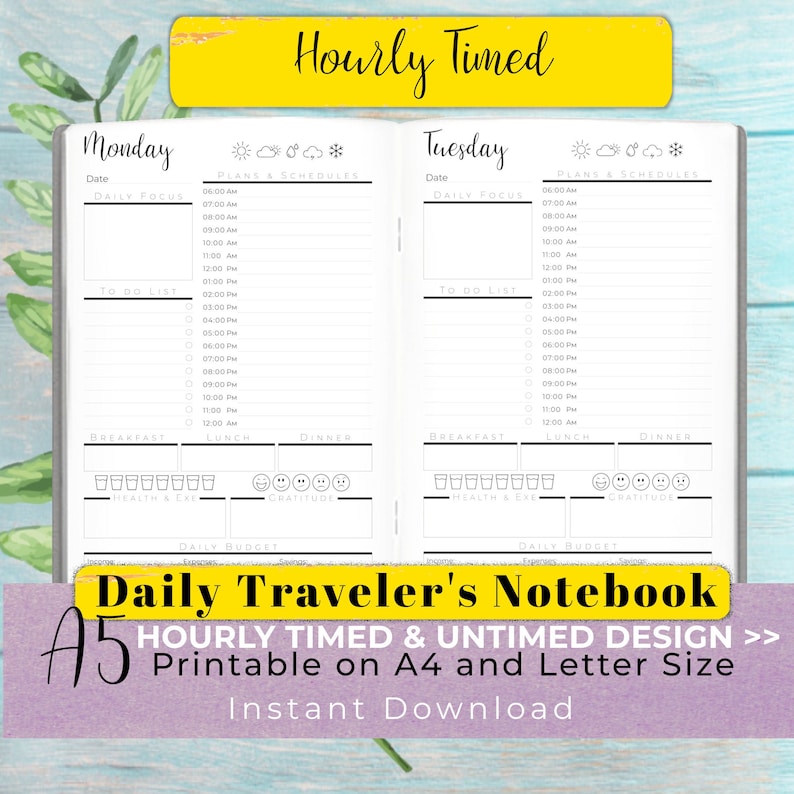 Daily Docket Traveler's Notebook Insert Printable A5 - Etsy