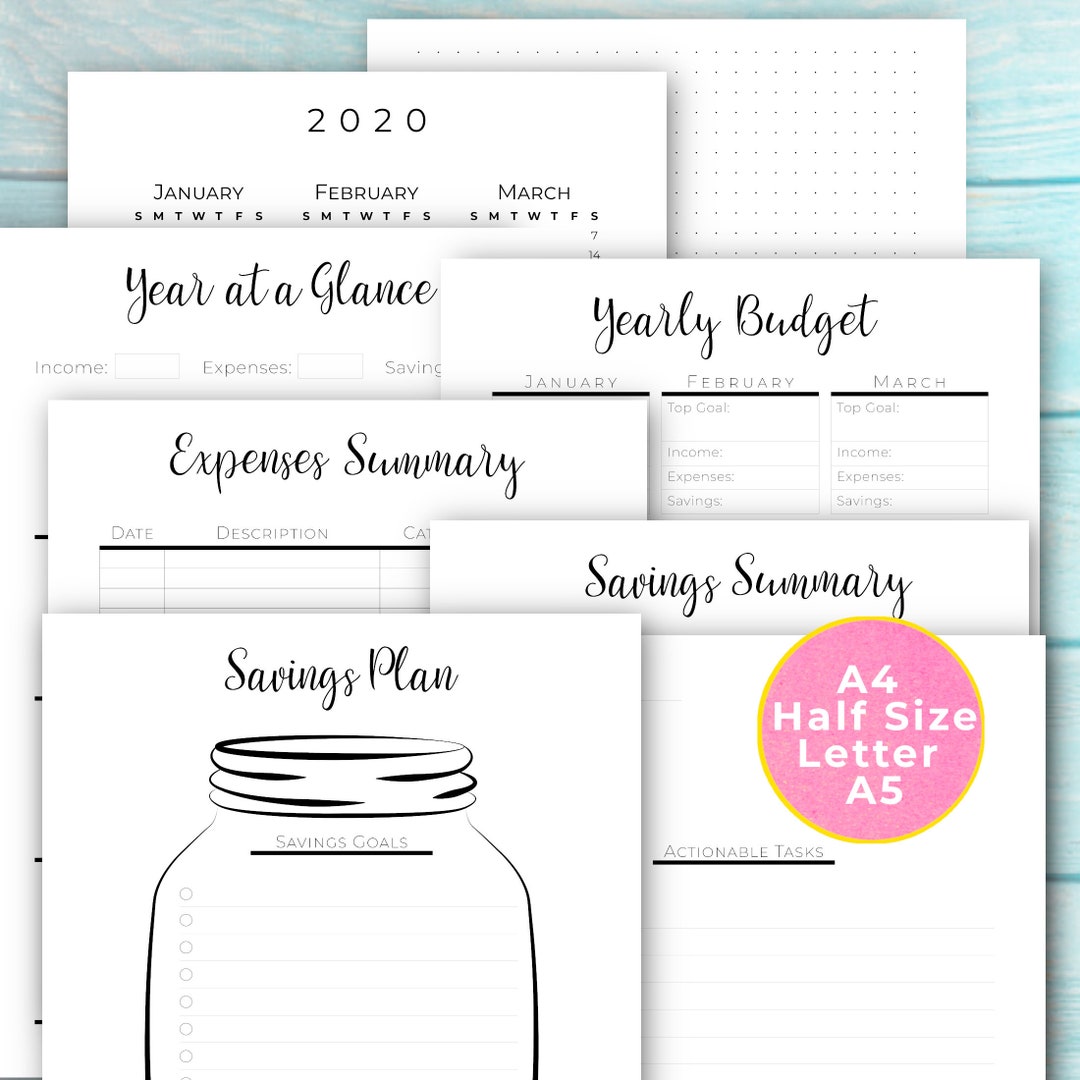 Yearly Budget Printable Planner: Savings Plan, Actionable Tasks, 2020 ...