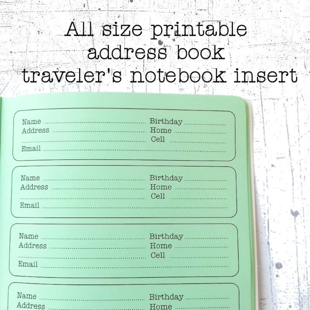 Printable Address Book Traveler's Notebook Insert to Keep Track of Name ...
