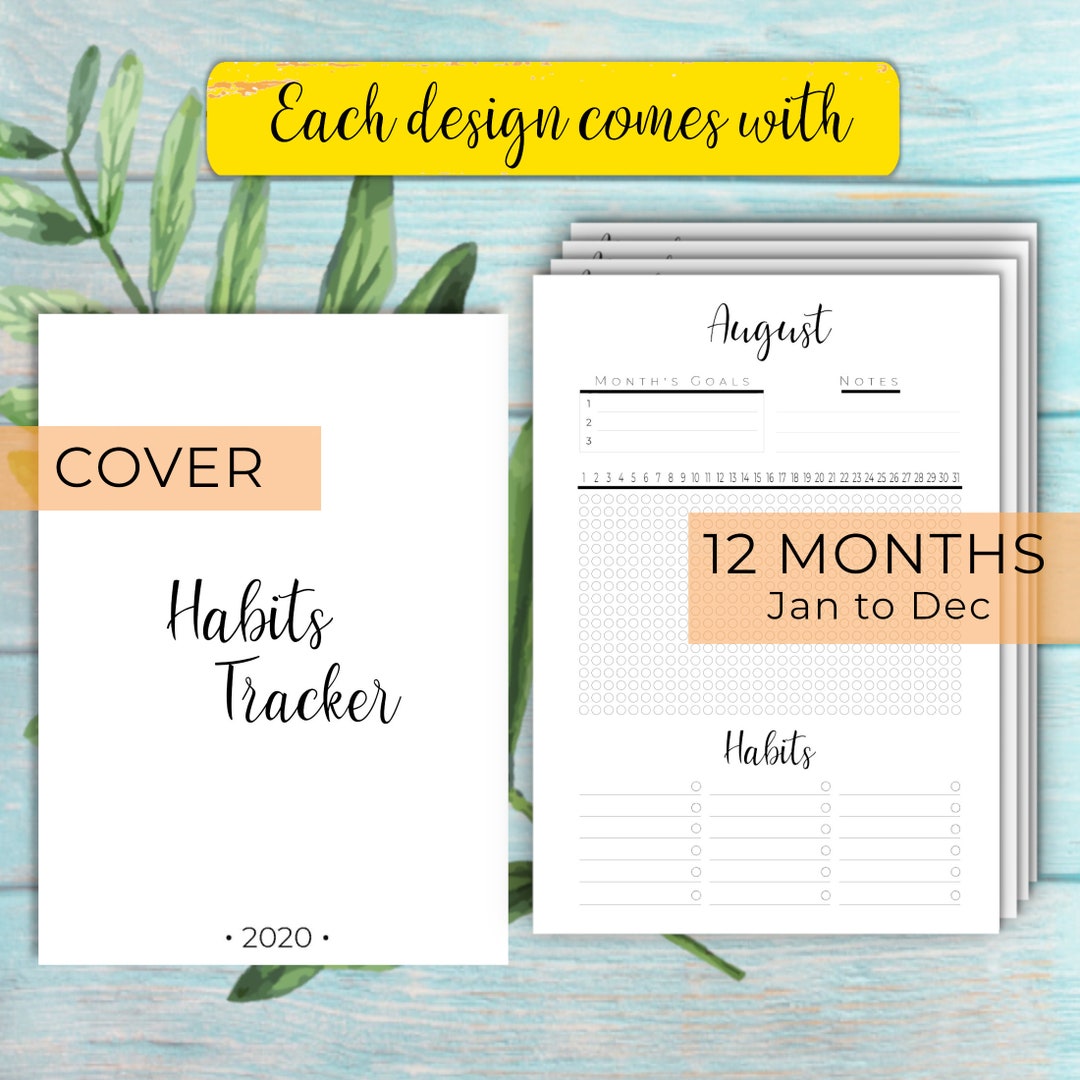 30 Days Habits Tracker Printable Traveler's Notebook Monthly Planner ...