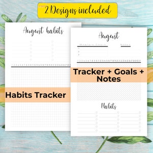 Habit Tracker Printable Planner 30 Day Monthly Routine Log 2 Templates ...