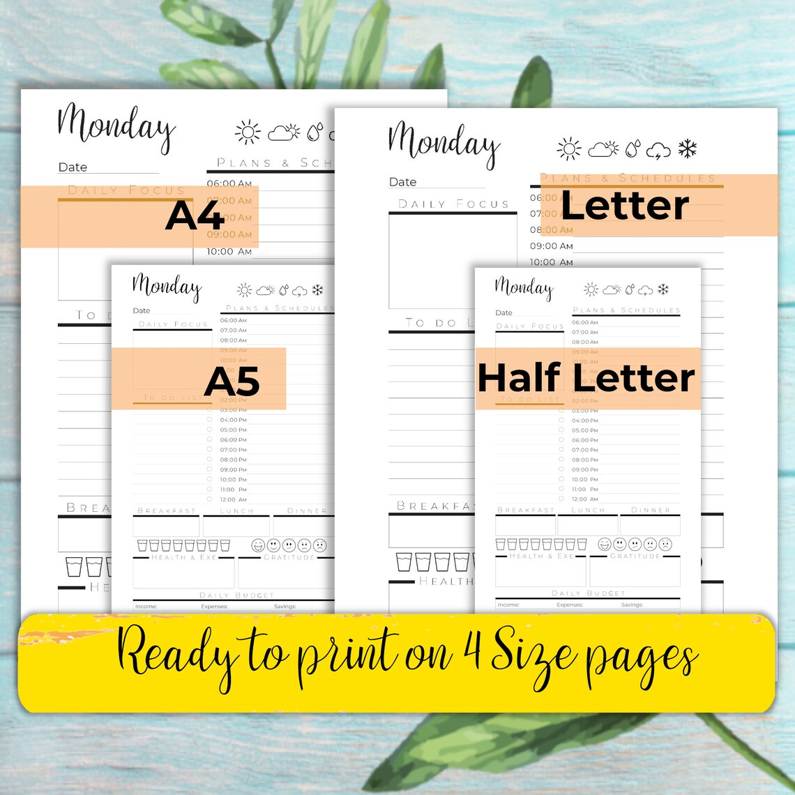 Undated Daily Planner Printable: Untimed Today's Schedule | Etsy