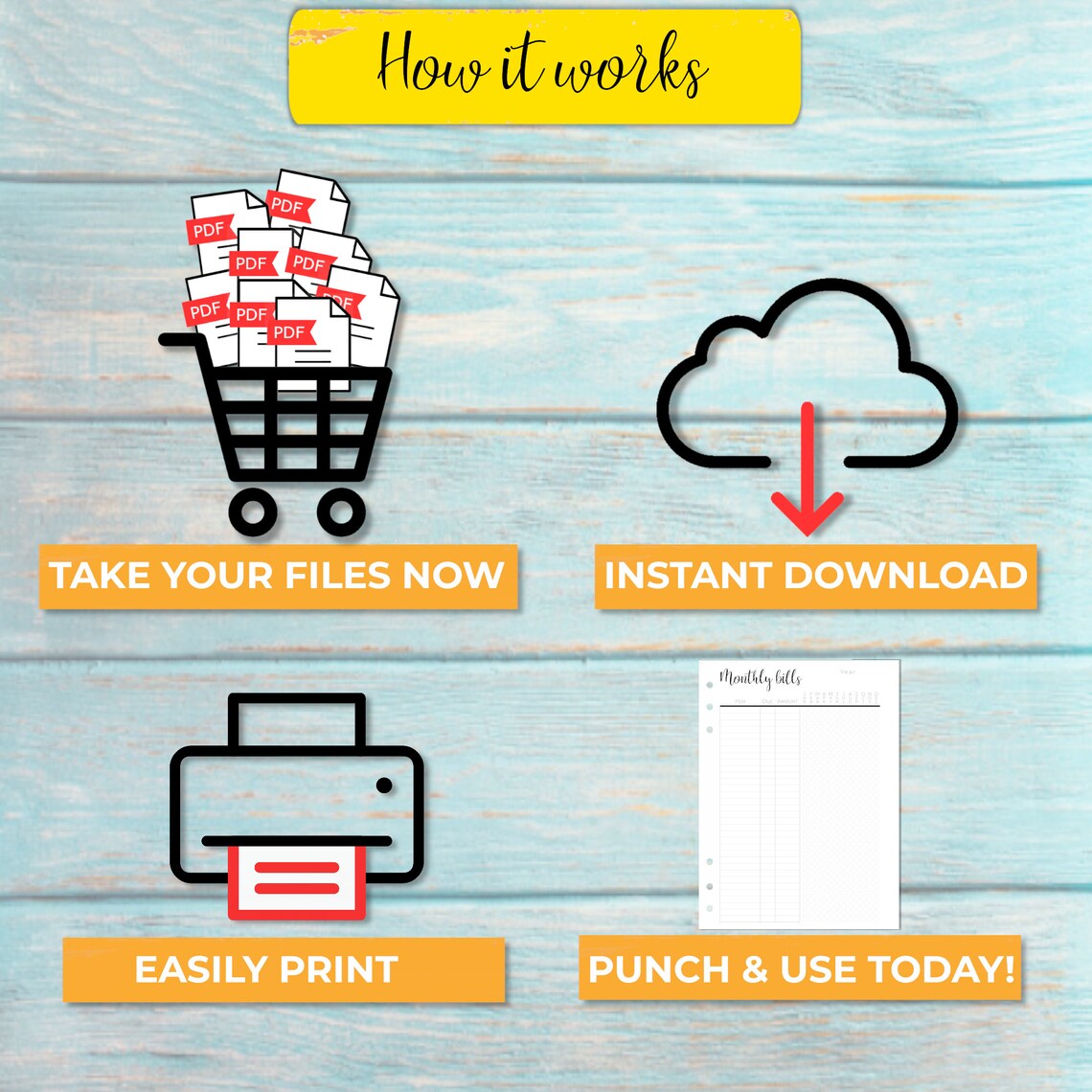 Monthly Bills Tracker Printable Planner Insert Template A5 A4 Letter ...