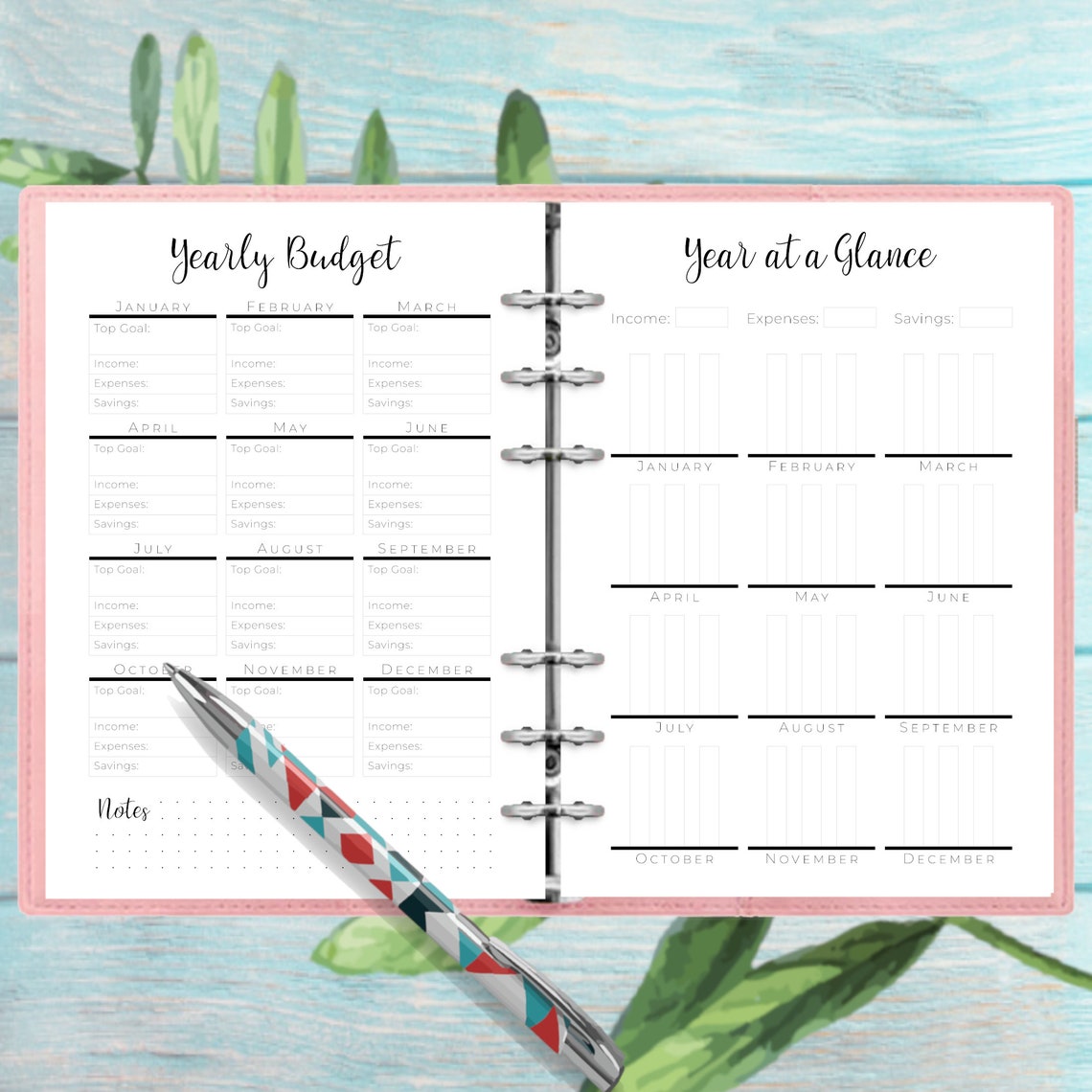 Yearly budget printable planner: Savings Plan Actionable | Etsy