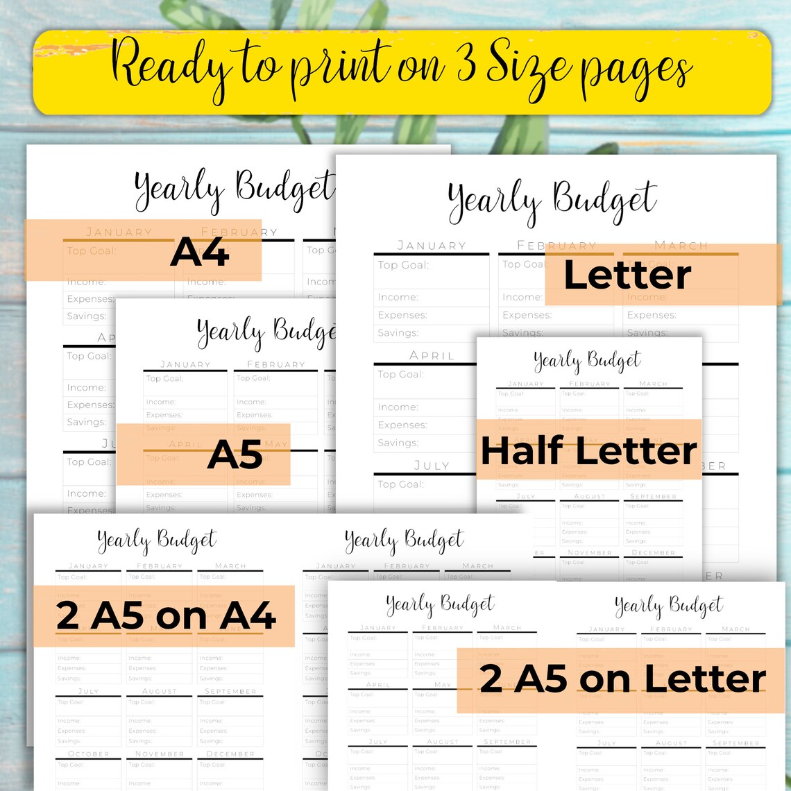 Finance Planner Printable A5 A4 Letter Size Half Letter | Etsy