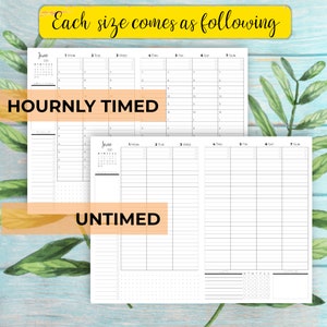 Printable Weekly Travelers Notebook Insert With Time Slots Habit ...