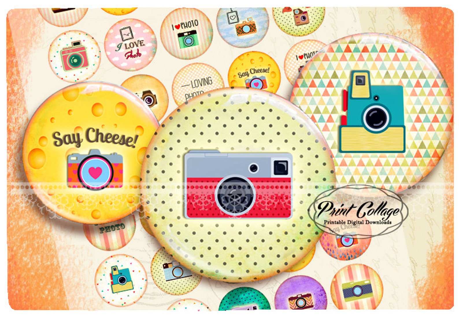 Buttons Pinback Digital Printable Images for Button Machine 1.313 Inch ...