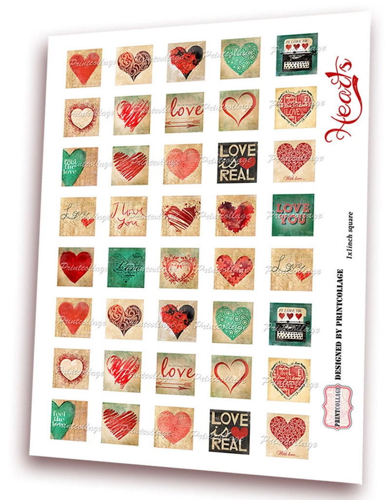 Square Digital Collage Sheet Paper Craft Printable Images for - Etsy